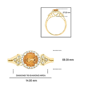 Cali Trove 1/10cttw White Diamond Accent and Gemstone Ring for Women in 10k Gold, Women's Gemstone & Diamond Ring, Fashion Ring with Choice of Gemstone in 10k Yellow Gold - Size 8