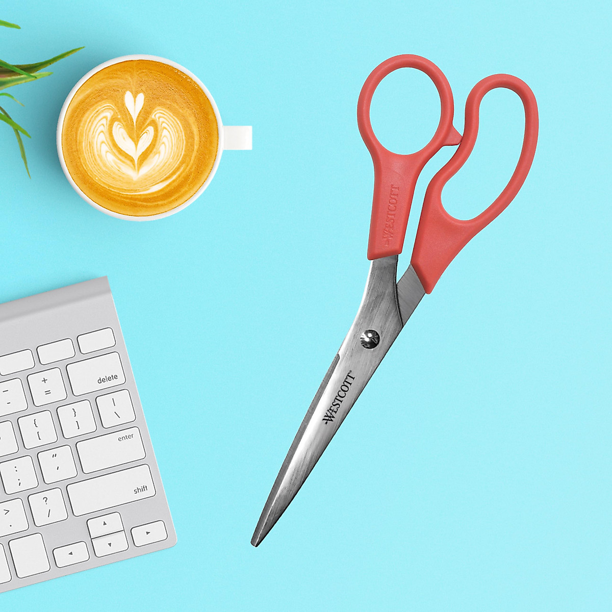 Westcott 8" All Purpose Value Stainless Steel Straight Scissors, Red