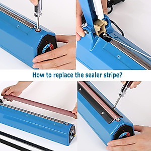 OCDLIVERER 8 Inch Impulse Bag Sealer.200mm Impulse Manual Sealer Heat Sealing Machine With 8 Gear Temperature Control Manual Poly Bag Heat Sealer
