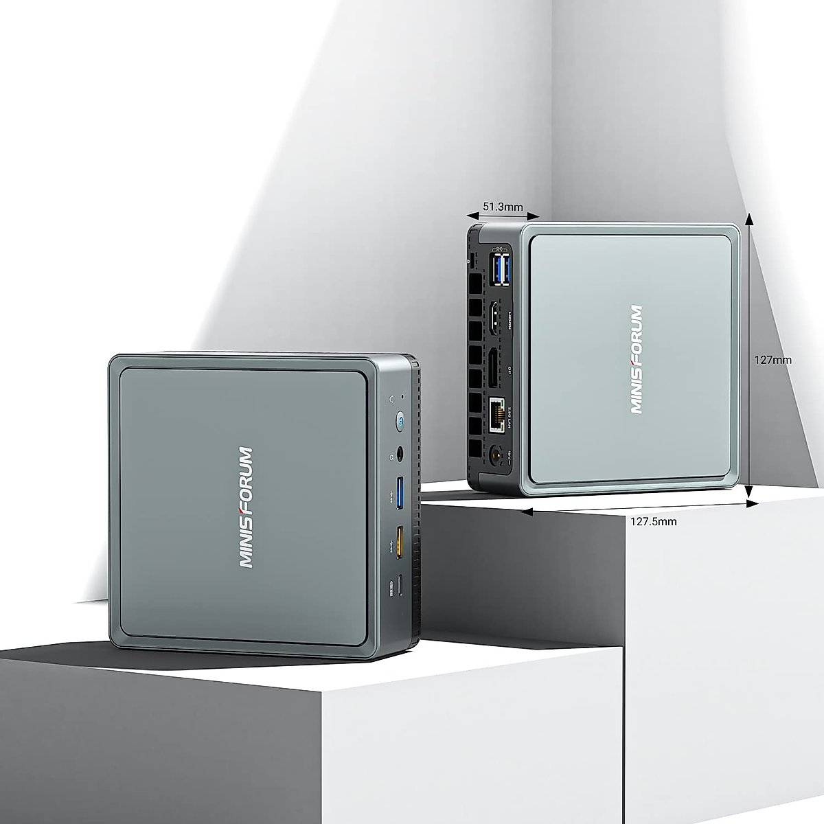 MINISFORUM DeskMini UM350 Mini PC AMD Ryzen 5 3550H DDR4 16GB RAM + 512GB NVMe SSD Desktop Computer, HDMI/DP/USB-C 4K@60Hz Triple Screen Support, 2.5G LAN, Radeon Vega 8 Graphics Mini Computer