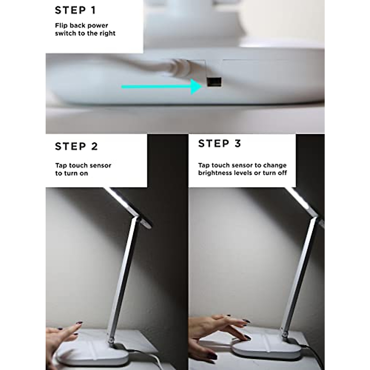 LITTIL Bright | LED Desk Lamp with Touch Control, Cordless Dimmable Table Lamp, Eye-Caring LED Light Lamp for The Bedroom or Office