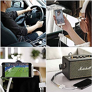 8ware Lightning to Headphone Adapter 3.5mm Jack Headphone Adapter 3 in 1 Earphone and Charging Splitter for iPhone 13/12/11/SE/XS/XR/X/8/7 and iPad