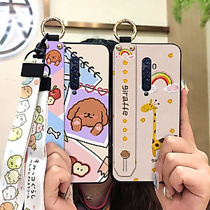 Soft Ring Lulumi Phone Case for Oppo Reno2, Original Durable Phone Holder Wristband for Girls Fashion Design Wrist Strap Dirt-Resistant Soft Case Anti-dust Back Cover Kickstand, #4