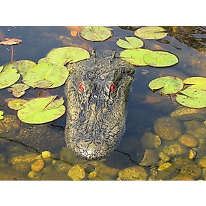 TJB-INC 22" Alligator Head Decoy & Pond Float with Reflective Eyes for Canada Geese & Blue Heron Control