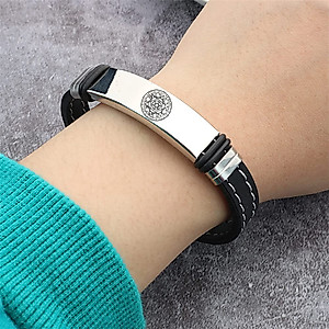 2 Pack The 7 Archangels Prayer Protection Silicone Bracelet, Religious Catholic Godness Saints Angels Seal Amulet Wristband, Christ Christening Personalized Engraved Bangle for Christian,Black,Silver