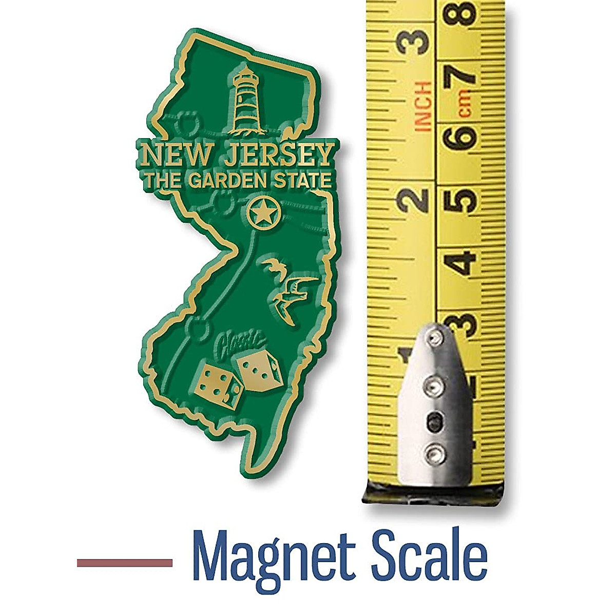 New Jersey Small State Magnet by Classic Magnets, 1.3" x 2.9", Collectible Souvenirs Made in The USA