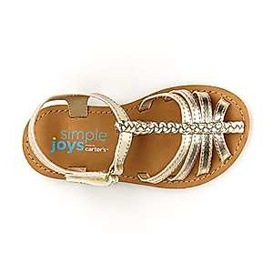 Simple Joys by Carter's Girls' Freya Gladiator Sandal, Gold, 5 Toddler (1-4 Years)