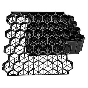 Techno Earth ( 1.9" Depth Permeable Grass Pavers for Your Grass Parking Lots, Access Roads, driveways, fire Lanes, RV and Boat Storage Pads - (Pack of 4-11 Sf) (Black)