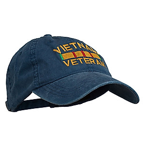 e4Hats.com Vietnam Veteran Embroidered Pigment Dyed Brass Buckle Cap - Navy OSFM