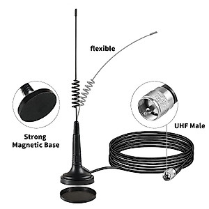 CB Antenna 27MHz Handheld CB Radio Antenna Magnetic Mount 14 Inch CB Radio Antenna PL259 & BNC Male Compatible with Cobra Midland Uniden President Vehicle Car Truck Mobile CB Radio Handheld CB Radio
