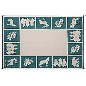 Stylish Camping 226094 6-feet by 9-feet Reversible Mat, Plastic Straw Rug, Large Floor Mat for Outdoors, RV, Patio, Backyard, Picnic, Beach, Camping - Hunter Mat (Green/Beige)