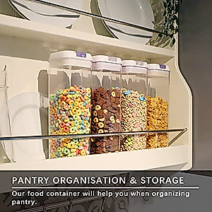 NUMYTON Airtight Food Storage Containers - 4Pcs - Pantry Organization and Storage- BPA-Free - Cereal Containers Storage Set - for Cereal, Corn Flakes, Pasta, Spaghetti, Sugar & Flour