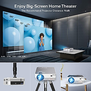 Native 1080P WiFi Bluetooth Projector, DBPOWER 9500L Full HD Outdoor Movie Projector Support iOS/Android Sync Screen&Zoom, Home Theater Video Projector Compatible w/PC/DVD/TV/Carrying Case Included