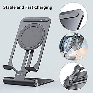 Nillkin Fast Wireless Charger Stand Adjustable - Qi Wireless Charging Stand for iPhone 15 14 13 12 pro max/Pro/Plus, Samsung Galaxy S23 S22 Ultra S21 Plus S20, Note 20/10+/9 and More, Gray