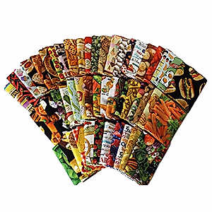 10 Fat Quarters - Food Fat Quarter Bundle Kitchen Culinary Cuisine Fruit Veggies Candy Cotton Fabrics Quality Quilters Cotton Fabrics M228.04