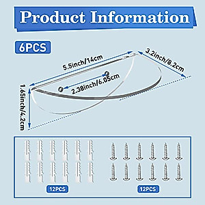 Small Shelf, 6 Set Small Floating Shelves for Wall, Clear Acrylic Shelves for Living Room, Security Cameras, Baby Monitor, Speakers Storage & Decoration, Universal Mini Shelf(5.5in, Clear)