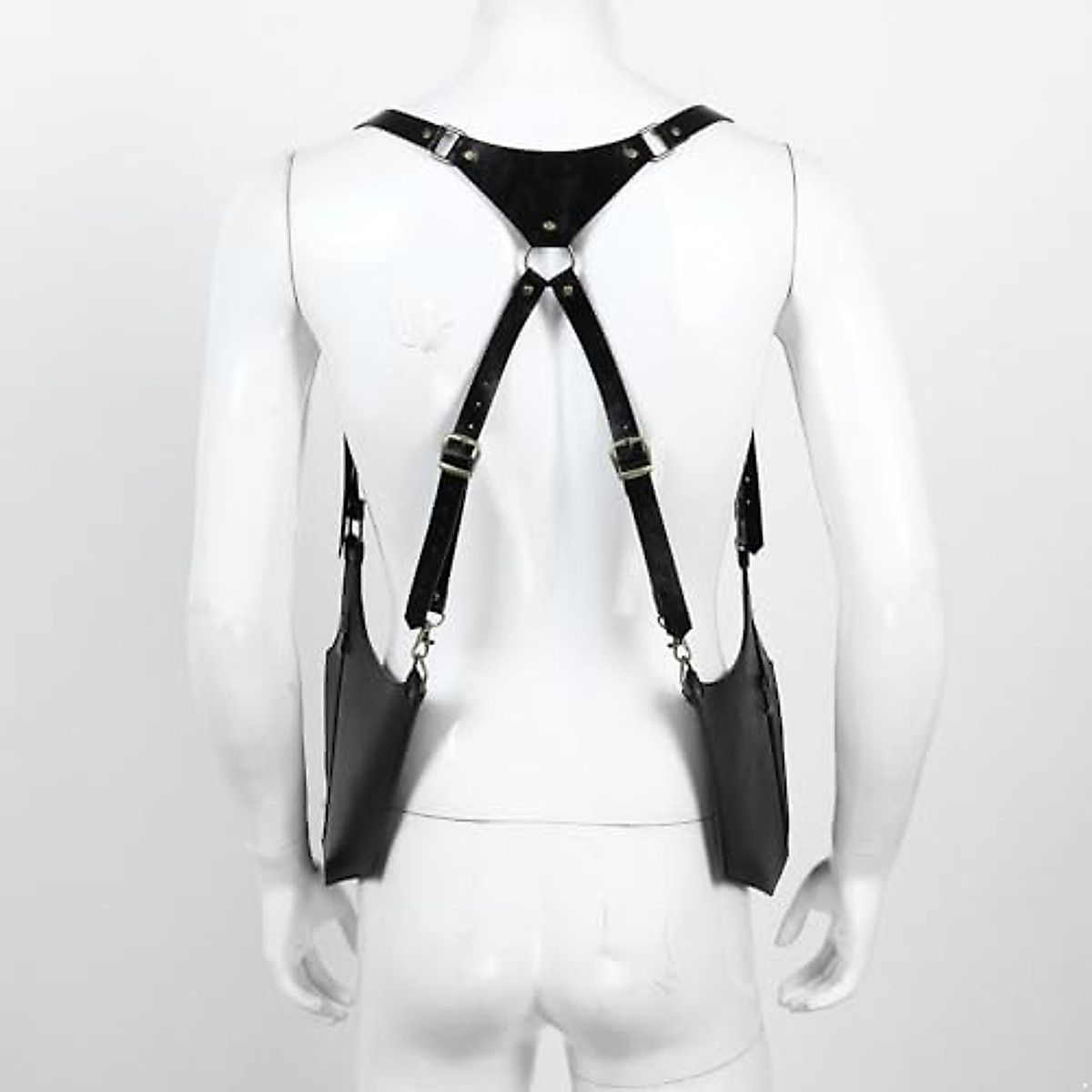 Alvivi PU Leather Under Arm Shoulder Holster Wallet Travel Bag Belt Anti-Theft Hidden Underarm Strap Wallet Pocket Outdoor Black A One Size