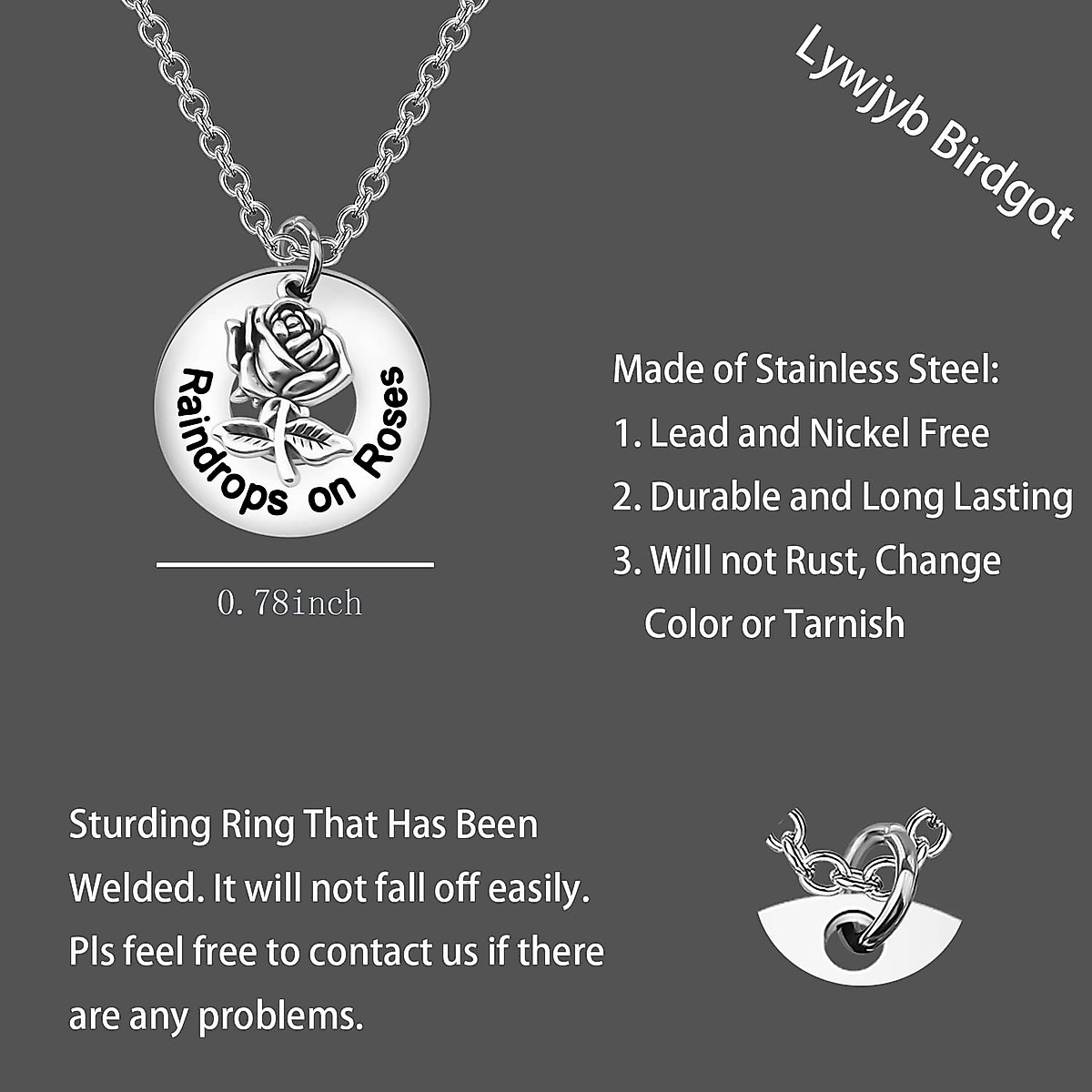 Lywjyb Birdgot Drama Gift Raindrops on Roses Gift Broadway The Sound of Music Necklace Gifts for Women (Raindrops ne)