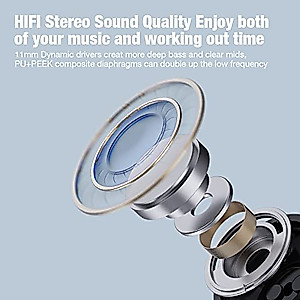 Boean Bluetooth Headphones, Running Wireless Earbuds with 15 Hours Playtime, HD Deep Bass Stereo IPX7 Waterproof Earphones for Workout and Sports, Bluetooth 5.3 CVC 8.0 Sound Isolation Headsets