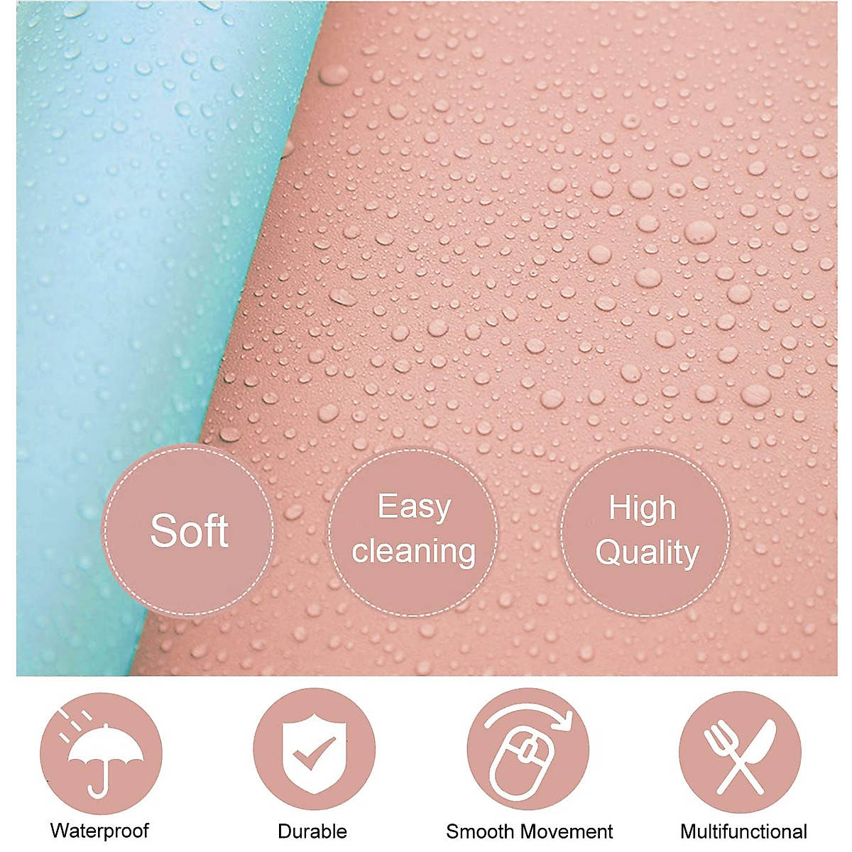 SUJAYU Dual Sided PU Leather Desk Pad, Mouse Pad, Office Desk Mat, Non-Slip Laptop Desk Pad, Waterproof Desk Writing Pad for Office and Home (23.6" x 11.8", Pink+Light Blue)