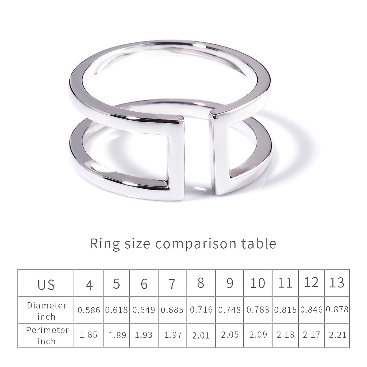 Meow Star Irregular Silver Ring for Women Thin Wide Adjustable Open Rings 14K Gold Plated Stackable Promise Band Ring(Silver_8#)