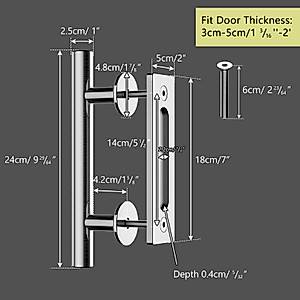 CCJH 9.5" Stainless Steel Sliding Barn Door Handles Pull Flush Hardware Set,Double Side for Gates Garages Sheds Furniture