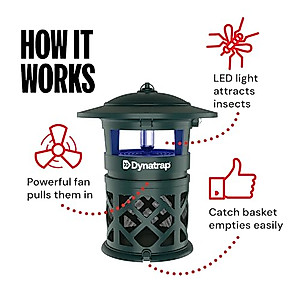 DynaTrap DT2030-GRSR 1 Acre Mosquito & Flying Insect Outdoor Trap and Killer – Kills Mosquitoes, Flies, Wasps, Gnats, & Other Flying Insects - Bug Zapper Alternative – Green