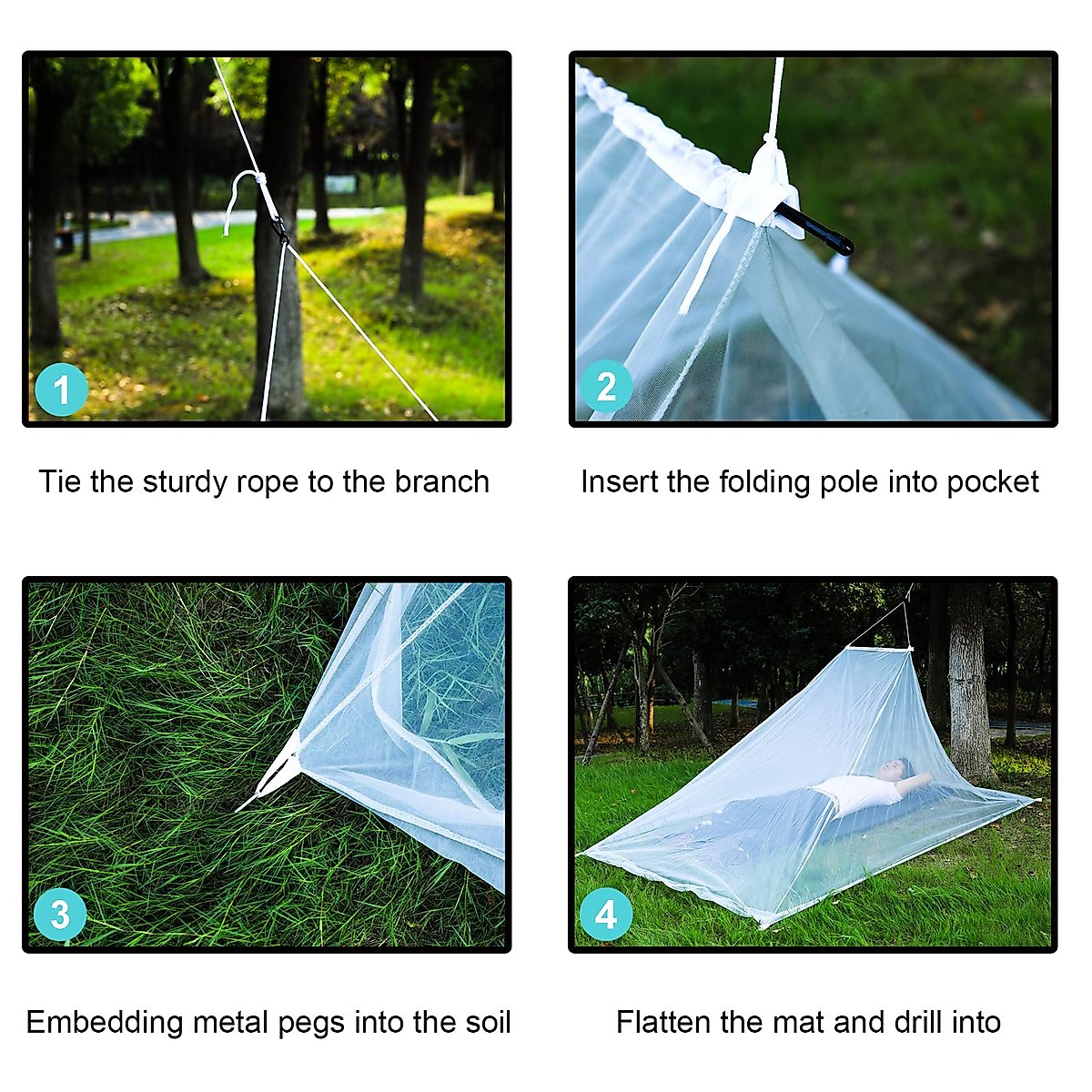 No-See-Um Camping Mosquito Net Bed Compact and Ultra-Light for Travel，Finest Holes Mesh 2000 Noseeum Netting for Camping and Hiking, Without Sleeping Mat (Single Light Grey Color，M)