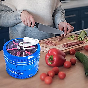 VRUPINZE Grinder with Handle - 2.5 inch Hand Cranked large grinder, Blue