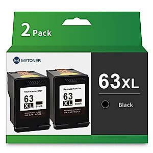 MYTONER Remanufactured Ink Cartridge 63 Black Replacement for HP 63XL 63 XL for HP OfficeJet 3830 5255 5258 Envy 4520 4512 4513 4516 DeskJet 1112 1110 3630 3632 3634 2130 2132 Printer (2 Black)