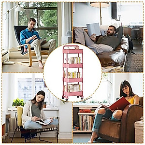 Movable Bookshelf Cart, Movable Storage Book Shelves, Movable Book Rack, Compact Bookshelf on Wheels, Reusable Rolling Storage Cart Movable Bookshelf for Kitchen, Bedroom, Living Room & Laundry Room