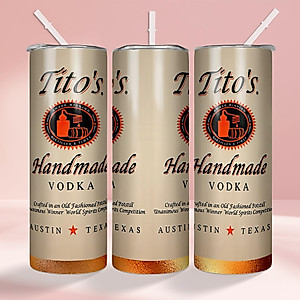 ROONMKUU Vodka Straight Tumbler With Lid And Straw, 20oz Stainless Steel Water Bottle, Vacuum Insulated Water Cups, Summer Winter Drinkware, Outdoor Travel Accessories