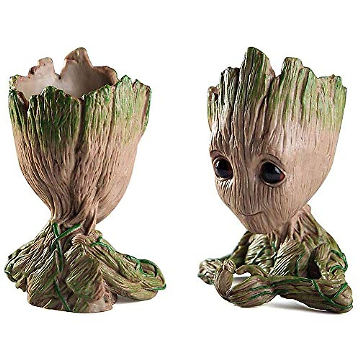 Nuokexin Baby Groot Flower Pot, Treeman Heart-Shaped Groot Succulent Planter Cute Green Plants Flower Pot with Hole Pen Holder Best Christmas Gifts
