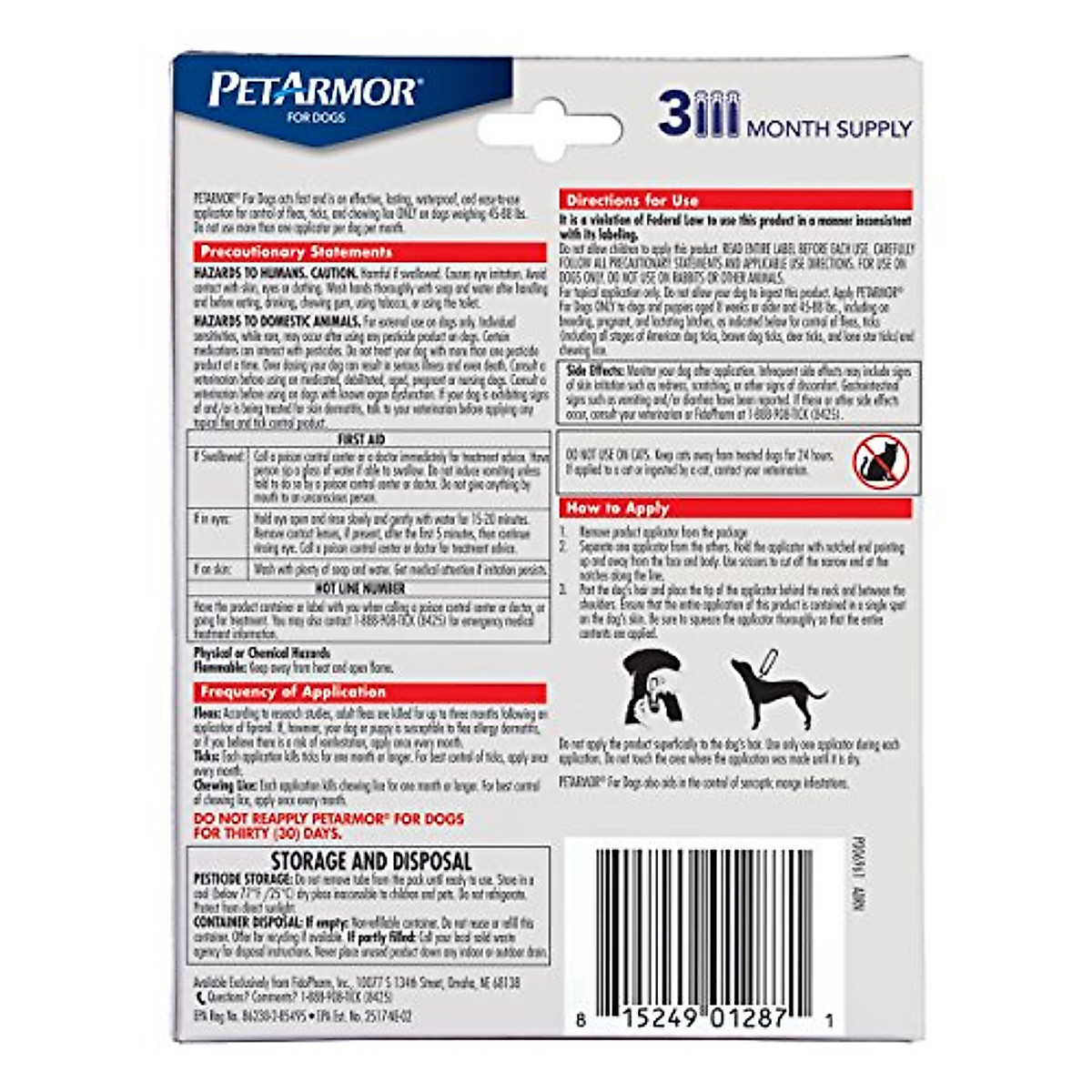 PetArmor for Dogs, Flea and Tick Treatment for Large Dogs (45-88 Pounds), Includes 3 Month Supply of Topical Flea Treatments