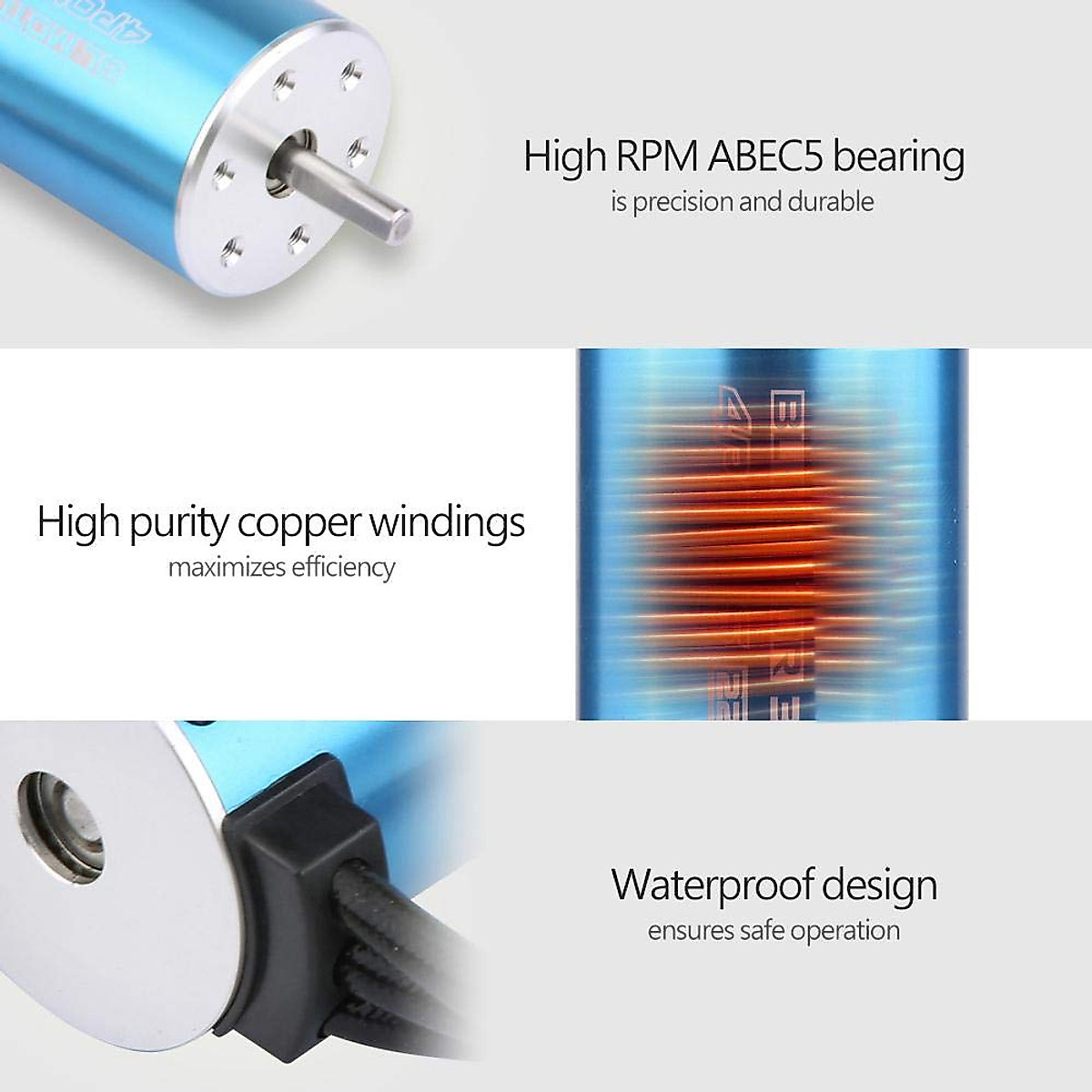 Drfeify RC Waterproof Motor, 4 Pole 12 Slot 3674 2250/2650KV Brushless Motor for RC Off-Road Car(2650KV Motor + 120A ESC + Heatsink)
