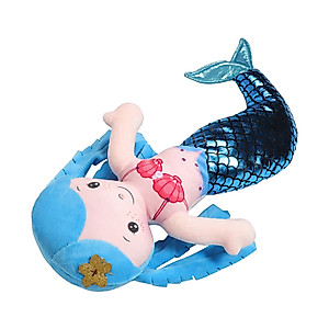 Cabilock 20 Blue Mermaid Stuffed Animal - Cute Soft Hugging Mermaid Plushies Pillow Toys Kawaii Birthday Present for Adults Kids Boys Girls
