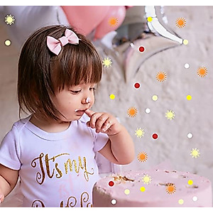 200 Pieces First Trip Around The Sun Birthday Decorations Boho Sun Confentti Muted Little Sunshine Confetti Papercraft Embellishments for Groovy Party Baby shower First Birthday Table Decors