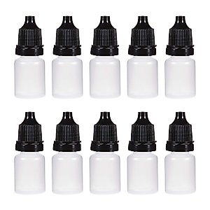 uxcell Plastic Dropper Bottles, 5ml/0.17 oz Empty Squeezable Dropper Bottle with Cap, Black, Pack of 10