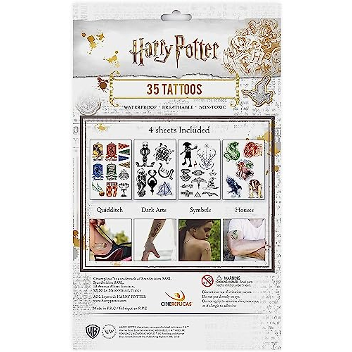 Cinereplicas Harry Potter - Temporary Tattoos (35 tattoos) - Official License