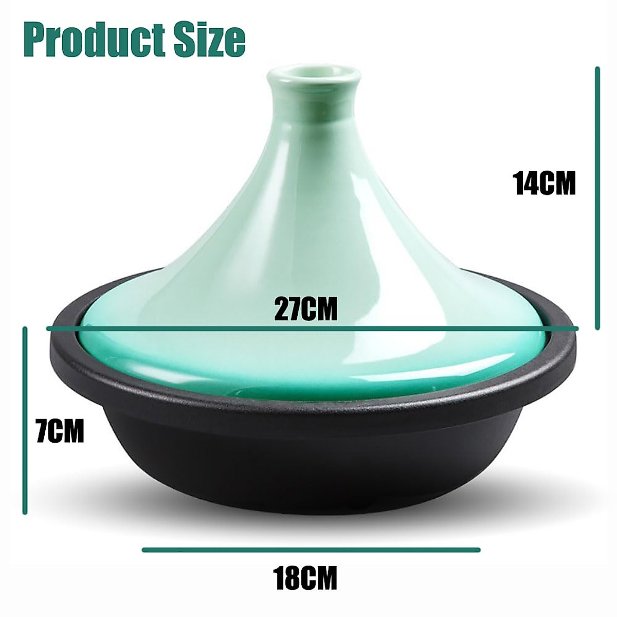 Xgxoz Tagine Pot for Cooking 27Cm Enameled Cast Iron Tagine Pot Ceramic Pots for Cooking, Non Stick Chemical Free Stew Casserole Slow Cooker