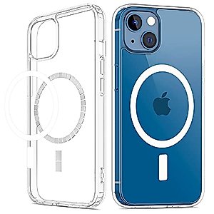VEGO Clear Case Compatible with iPhone 13 Case & iPhone 14 Case, Magnetic Case with Built-in Magnets Compatible with MagSafe, Crystal Clear Slim Soft TPU Cover for iPhone 13 / iPhone 14 6.1" - Clear