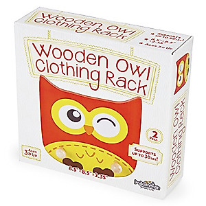 Imagination Generation Wooden Owl Kids Clothing Rack – Natural Wood Wall Mount Plaque for Children's Clothes & Coat Hanger, Zoo Animal Baby Room & Nursery Decor