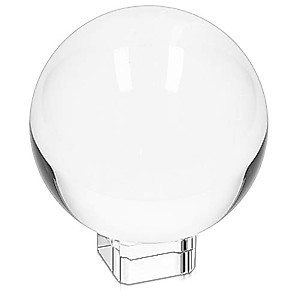 Navaris Crystal Clear Glass Ball - 130mm Transparent K9 Globe for Meditation Divination - Photo Sphere Prop for Art Decor, Photography w/Stand