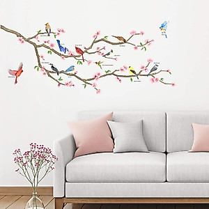DECOWALL DAT-2004 Garden Birds on Tree Branch Kids Wall Stickers Wall Decals Peel and Stick Removable Wall Stickers for Kids Nursery Bedroom Living Room d?cor