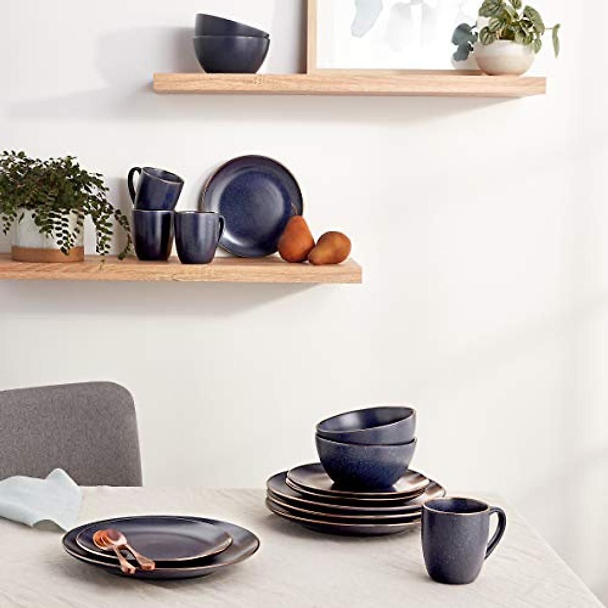 Gourmet Basics by Mikasa Juliana Blue 16-Piece Dinnerware Set, Service for 4 -