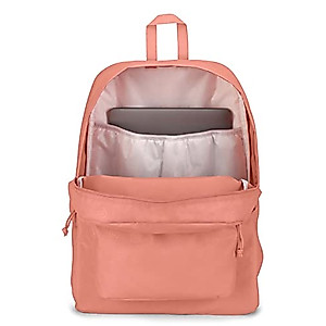 JanSport Superbreak Plus FX Backpack - Work, Travel, or Laptop Bookbag with Water Bottle Pocket, Happy And Sad Pink