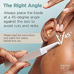 StackedSkincare Dermaplaning Kit for Face Exfoliation, Includes 3 Replaceable Blades & 3 Precision Blades, 7 Count