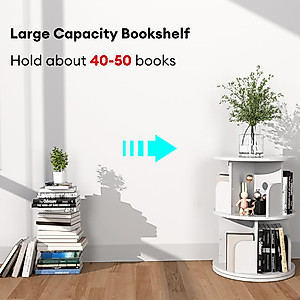 Nidouillet Small Rotating Bookshelf, 2Tier Revolving Bookcase 360 Display Round Bookshelf Narrow Swivel Corner Book Shelf Standing Bookcase for Adult Bedroom, Living Room