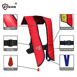 Eyson Inflatable Life Jacket Life Vest Basic Automatic/Manual (7091 Red Auto)