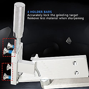 RACTOP Adjustable 15°- 45°Lawn Mower Blade Sharpener - Ergonomic Home & Commercial Sharpening Balancer Bracket Tool Kit for Professional Lawnmower Blades - Silver